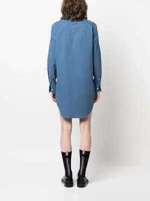 Thom Browne Logo-patch Shirt Dress - Blue