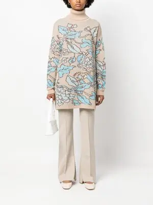 TWINSET X Marco Rambaldi Floral-jacquard Roll-neck Jumper - Neutrals