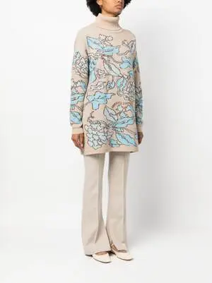 TWINSET X Marco Rambaldi Floral-jacquard Roll-neck Jumper - Neutrals