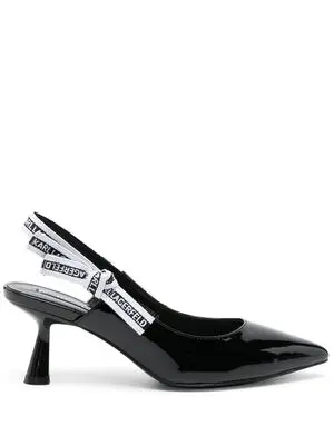 Karl Lagerfeld 75mm Logo-strap Leather Pumps - Black