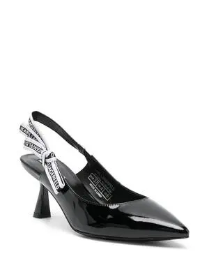 Karl Lagerfeld 75mm Logo-strap Leather Pumps - Black