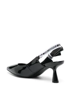 Karl Lagerfeld 75mm Logo-strap Leather Pumps - Black