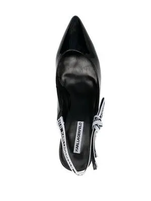 Karl Lagerfeld 75mm Logo-strap Leather Pumps - Black