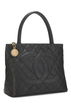 Chanel Quilted Caviar Medallion Tote - Black