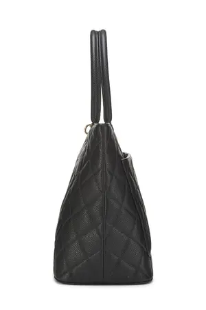 Chanel Quilted Caviar Medallion Tote - Black