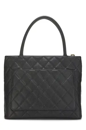 Chanel Quilted Caviar Medallion Tote - Black