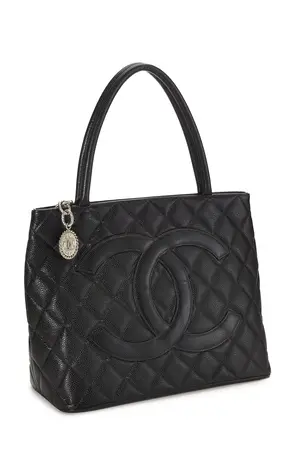 Chanel Quilted Caviar Medallion Tote - Black