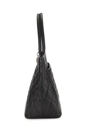 Chanel Quilted Caviar Medallion Tote - Black