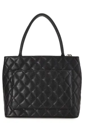 Chanel Quilted Caviar Medallion Tote - Black