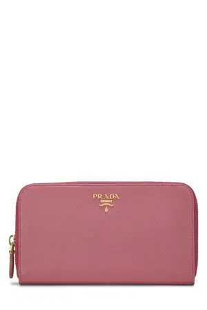 Prada Saffiano Zip Around Wallet - Pink