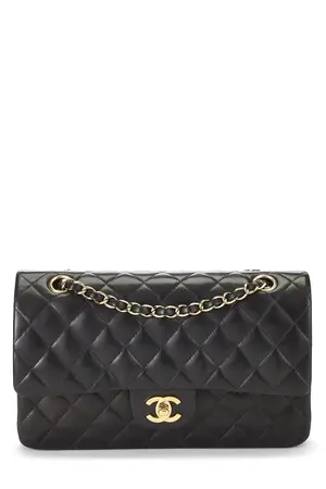 Chanel Quilted Lambskin Double Flap Bag - Black