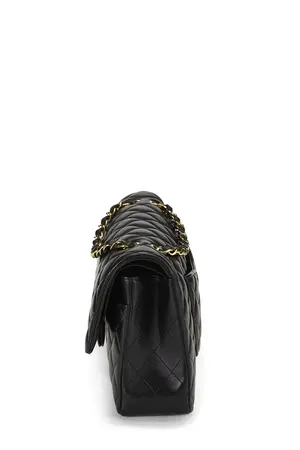 Chanel Quilted Lambskin Classic Double Flap Medium Shoulder Bag - Black