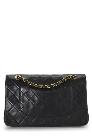 Chanel Quilted Lambskin Classic Double Flap Medium Shoulder Bag - Black