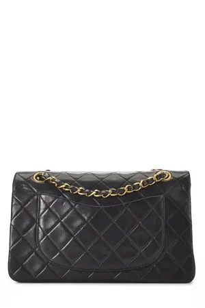 Chanel Quilted Lambskin Classic Double Flap Medium Shoulder Bag - Black