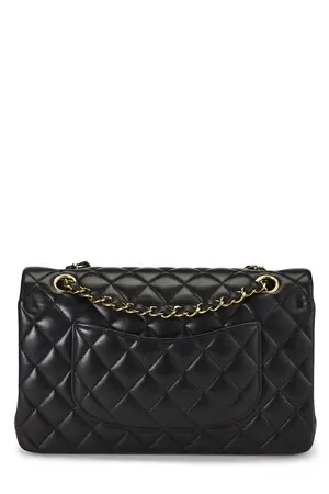 Chanel Quilted Lambskin Classic Double Flap Medium Shoulder Bag - Black
