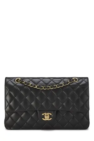 Chanel Quilted Lambskin Classic Double Flap Medium Shoulder Bag - Black