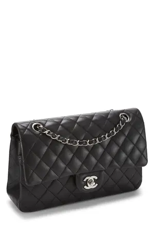 Chanel Quilted Lambskin Classic Double Flap Medium Shoulder Bag - Black