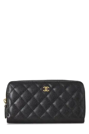 Chanel Quilted Caviar Zip Around Wallet - Black