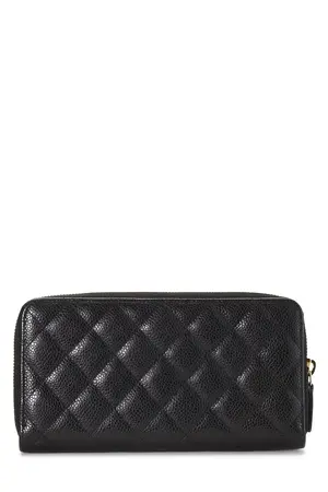 Chanel Quilted Caviar Zip Around Wallet - Black