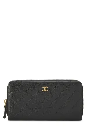 Chanel Quilted Caviar Zip Around Wallet - Black