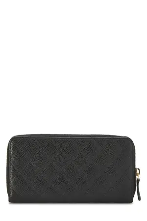 Chanel Quilted Caviar Zip Around Wallet - Black