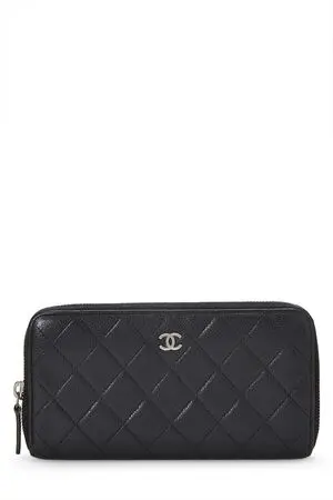 Chanel Quilted Caviar Zip Around Wallet - Black
