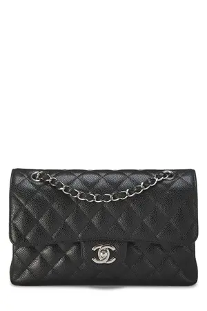 CHANEL Chanel Quilted Caviar Classic Double Flap Small Shoulder Bag