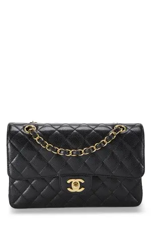 CHANEL Chanel Quilted Caviar Classic Double Flap Small Shoulder Bag