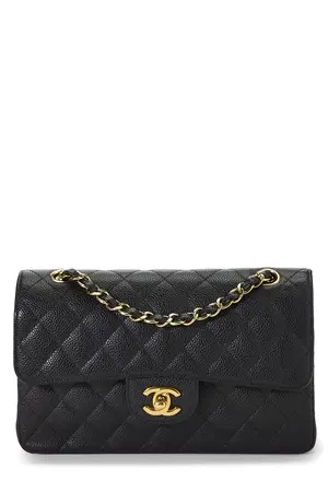 CHANEL Chanel Quilted Caviar Classic Double Flap Small Shoulder Bag