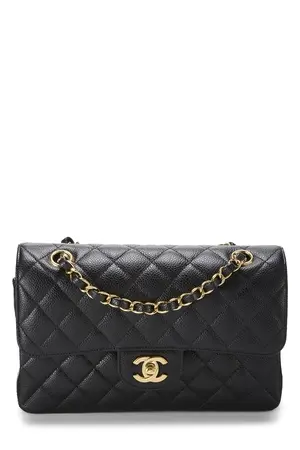 CHANEL Chanel Quilted Caviar Classic Double Flap Small Shoulder Bag