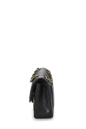 Chanel Quilted Caviar Classic Double Flap Small Shoulder Bag - Black