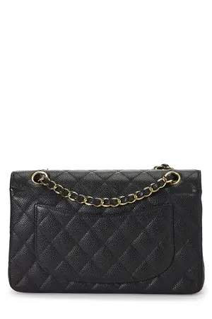 Chanel Quilted Caviar Classic Double Flap Small Shoulder Bag - Black
