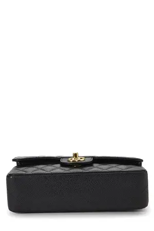Chanel Quilted Caviar Classic Double Flap Small Shoulder Bag - Black