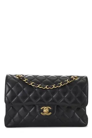 CHANEL Chanel Quilted Caviar Classic Double Flap Small Shoulder Bag