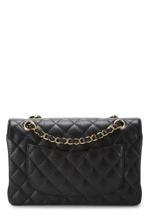 Chanel Quilted Caviar Classic Double Flap Small Shoulder Bag - Black