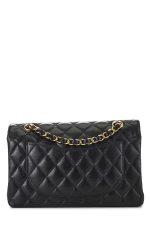 Chanel Quilted Caviar Classic Double Flap Small Shoulder Bag - Black