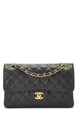 CHANEL Chanel Quilted Caviar Classic Double Flap Small Shoulder Bag