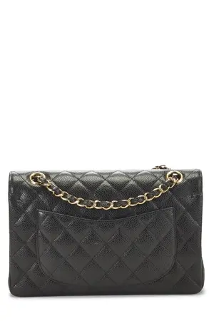 Chanel Quilted Caviar Classic Double Flap Small Shoulder Bag - Black