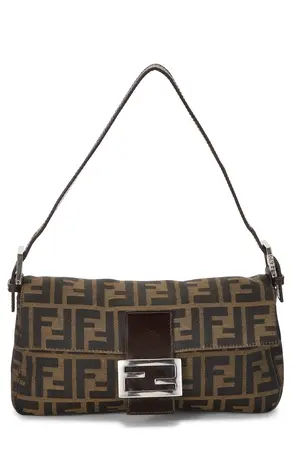 Fendi Zucca Canvas Baguette Shoulder Bag - Brown