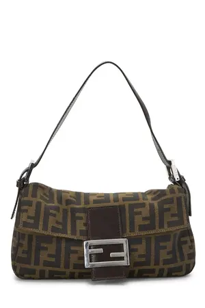 Fendi Zucca Canvas Baguette Shoulder Bag - Brown