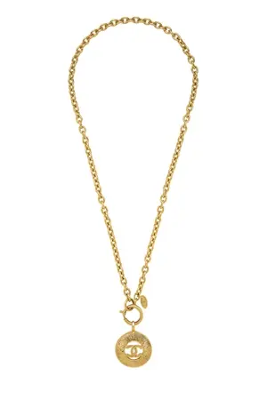 Chanel Tone Cc Sunburst Pendant Necklace - Gold