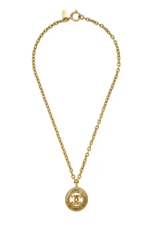 Chanel Tone Cc Sunburst Pendant Necklace - Gold