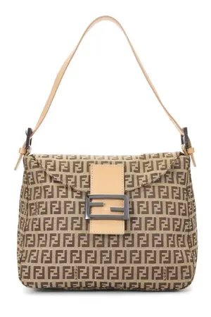 Fendi FENDI Zucca Canvas Shoulder Bag Beige