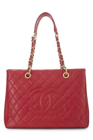 Chanel Caviar Grand Shopping Tote - Red