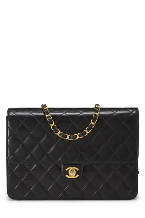 Chanel Quilted Lambskin Turnlock Ex Flap Medium Shoulder Bag - Black