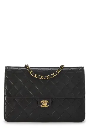 Chanel Quilted Lambskin Turnlock Ex Flap Medium Shoulder Bag - Black