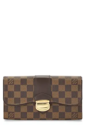 LOUIS VUITTON Damier Ebene Sistina Wallet - Brown