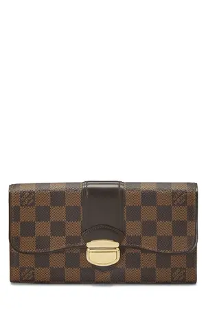 LOUIS VUITTON Damier Ebene Sistina Wallet - Brown