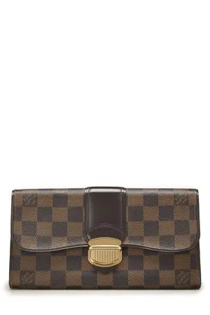 LOUIS VUITTON Damier Ebene Sistina Wallet - Brown
