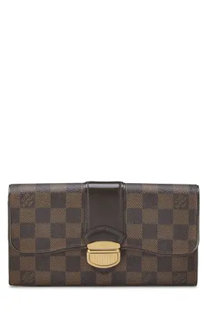 LOUIS VUITTON Damier Ebene Sistina Wallet - Brown
